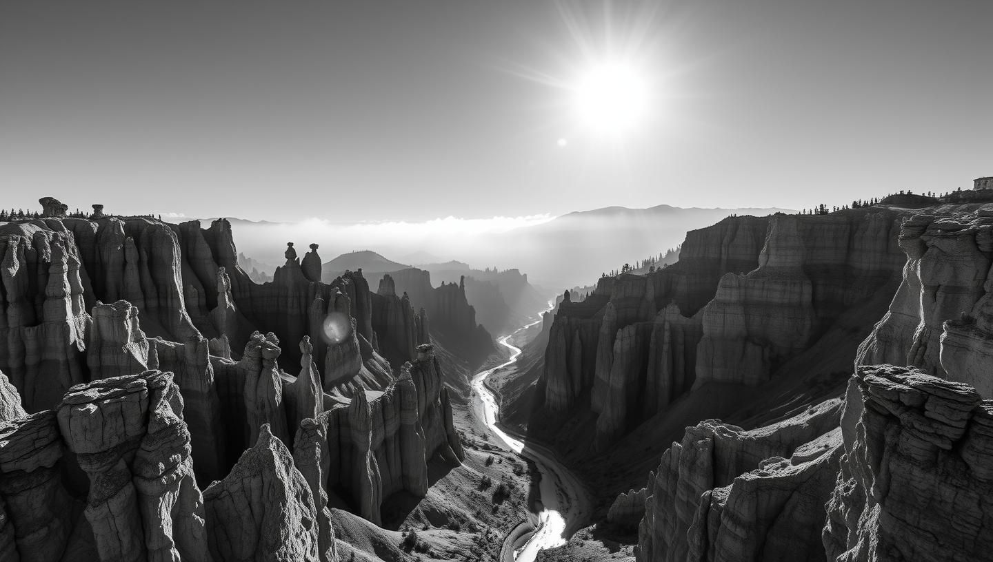 Bryce Canyon Hoodoos: Stark Sun, Fog & Surreal Boulders, Utah - 8K ...