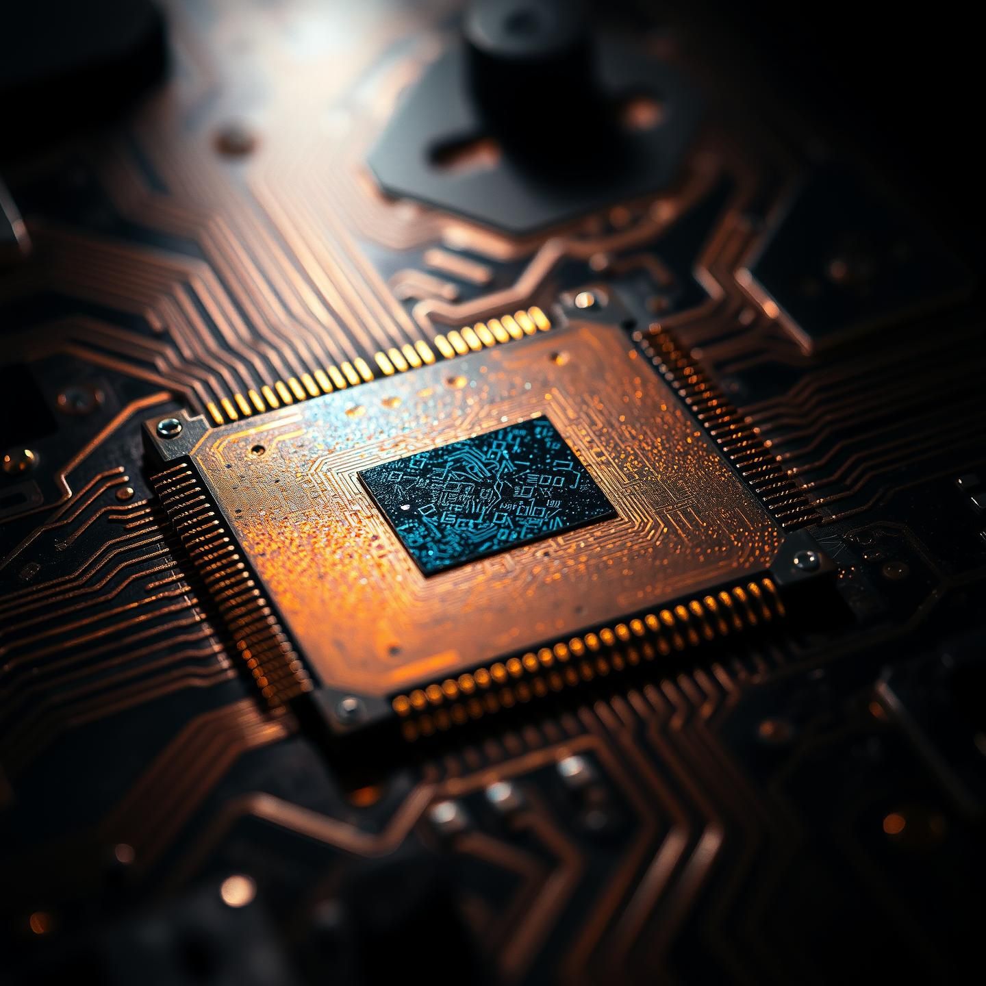 Iridescent CPU Die Macro: Futuristic Steampunk Elegance in 8K ...